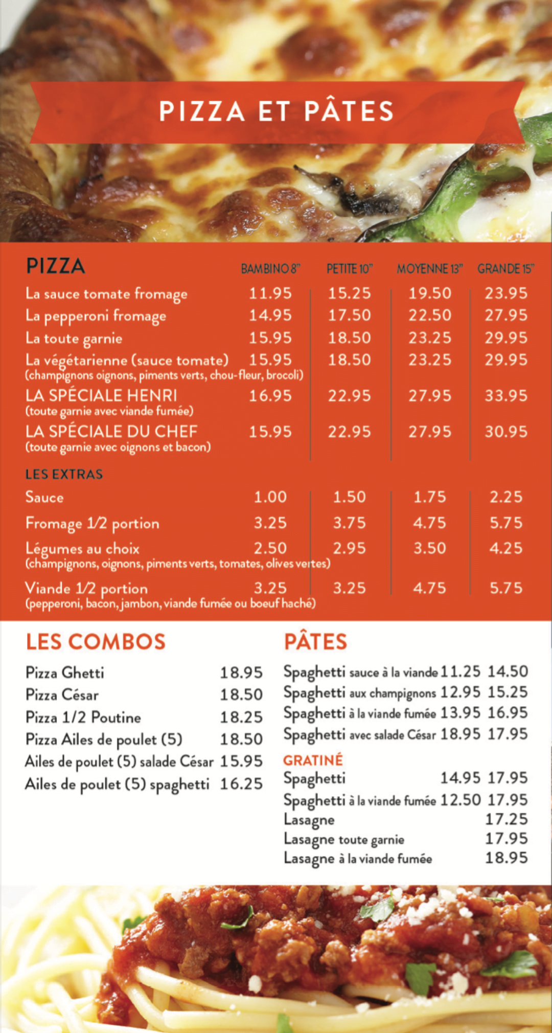Menu livraison | Rapide et 7 jours sur 7 | Restaurant Chez Henri